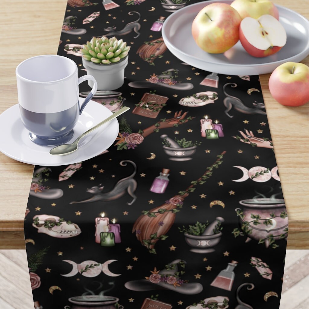Witchcraft Table Runner - Dark Academia Decor, Halloween Table Runner ...