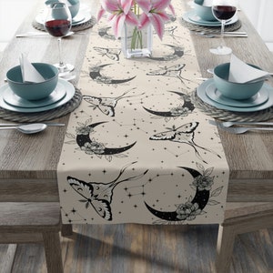 Luna Moth Celestial Table Runner - Witchy Moon Moth Constellations Moon ...