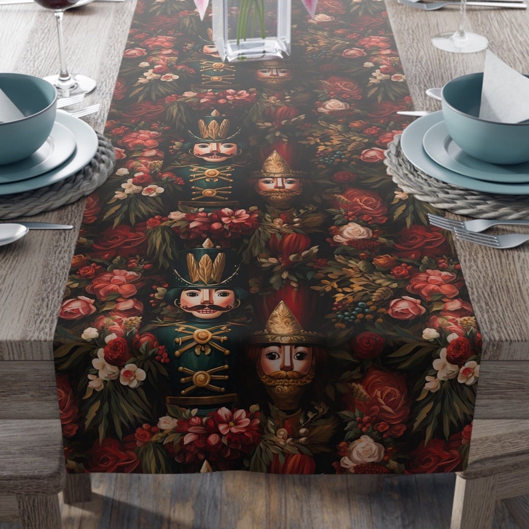 Nutcracker Table Runner Floral Dark Christmas Table Runner Gothic ...