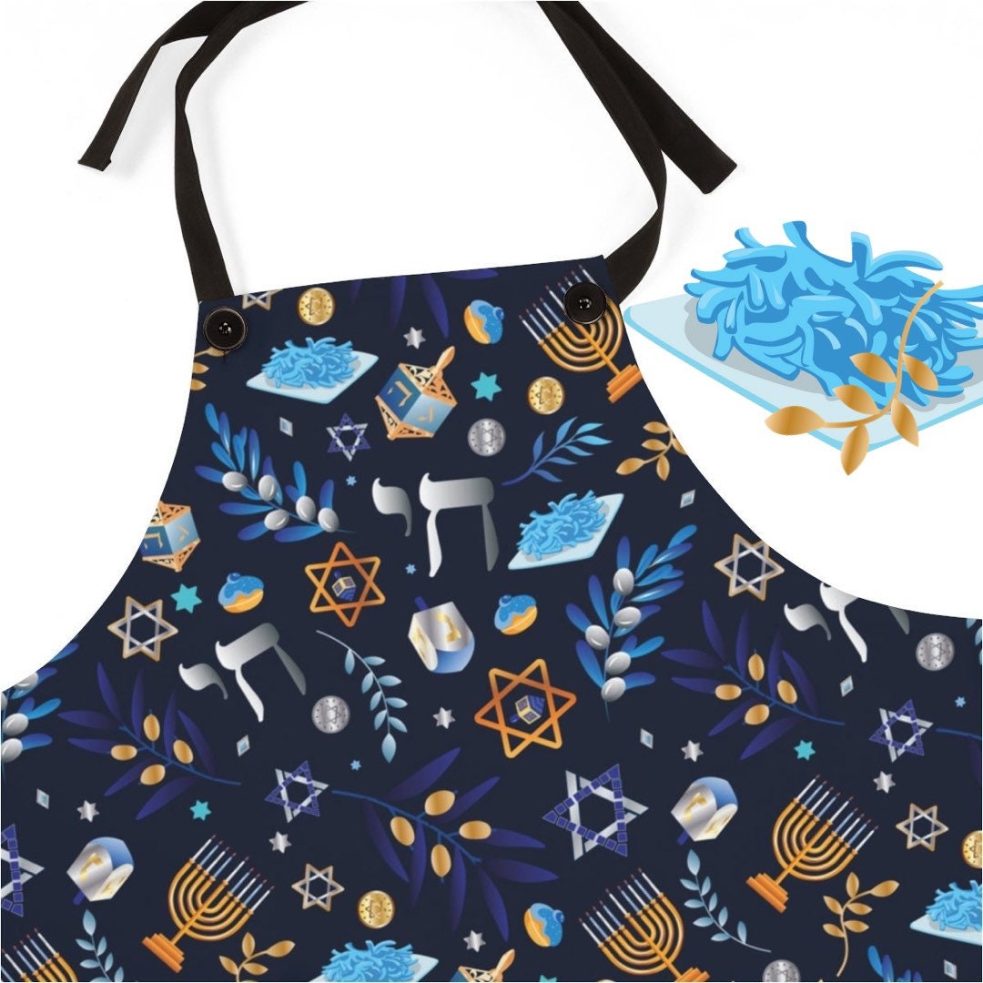 Blue Hanukkah Apron - Jewish Apron, Womens Hanukkah Gift Kitchen Apron ...
