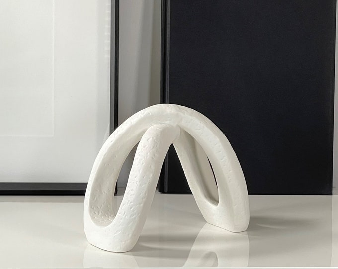 Modern White Ceramic Decor Sculpture, Unique Twisted Shape, Nordic ...