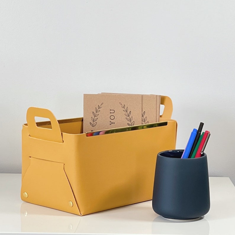 Vegan Leather Foldable Storage Container Leather Storage - Etsy