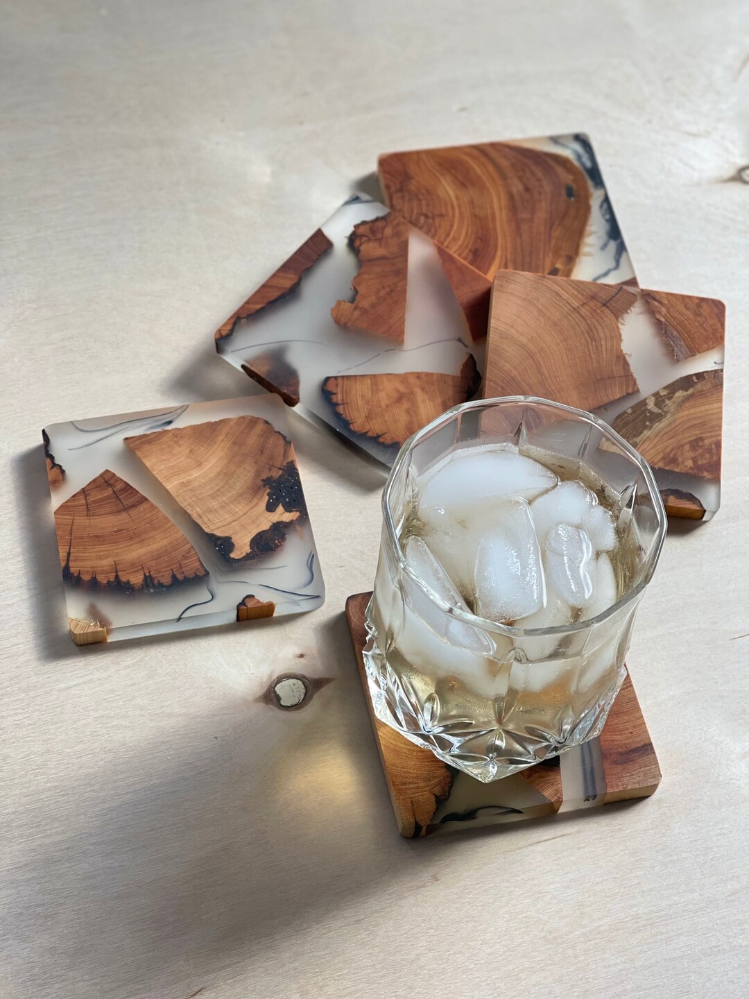 Handcrafted Wooden Coasters, Cedar and Epoxy Resin Coasters, Stylish ...
