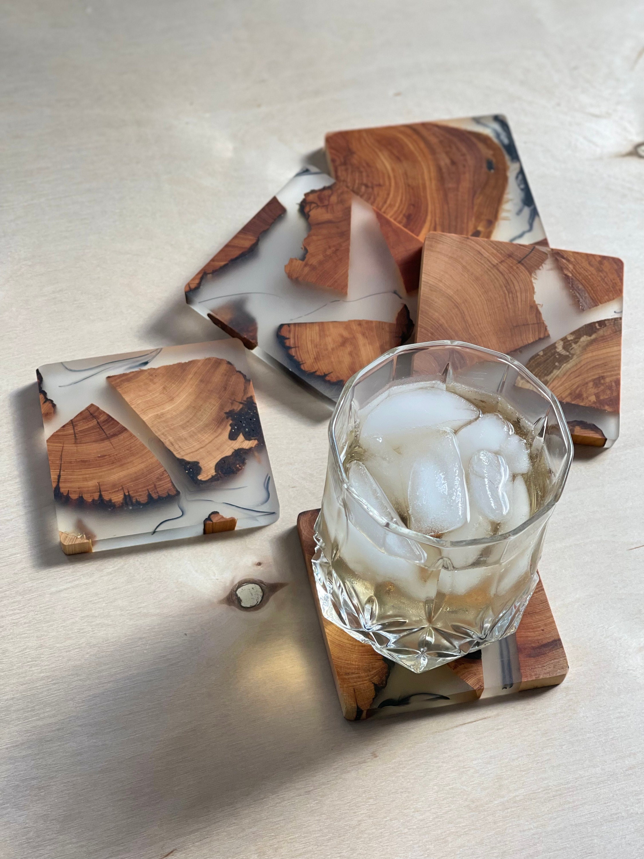 Handcrafted Wooden Coasters Cedar and Epoxy Resin Coasters - Etsy