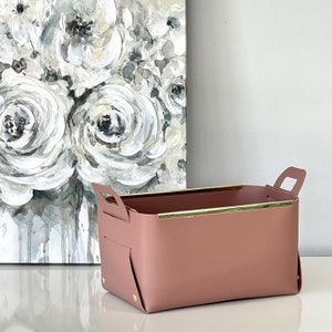 Vegan Leather Foldable Storage Container, Leather Storage Basket, Home ...