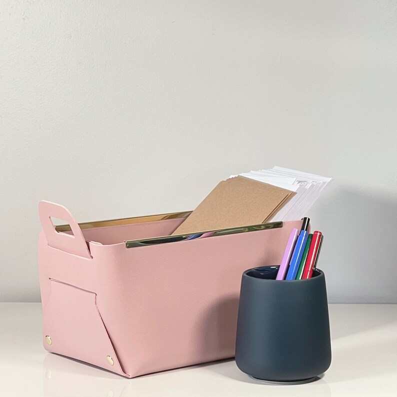 Vegan Leather Foldable Storage Container Leather Storage - Etsy