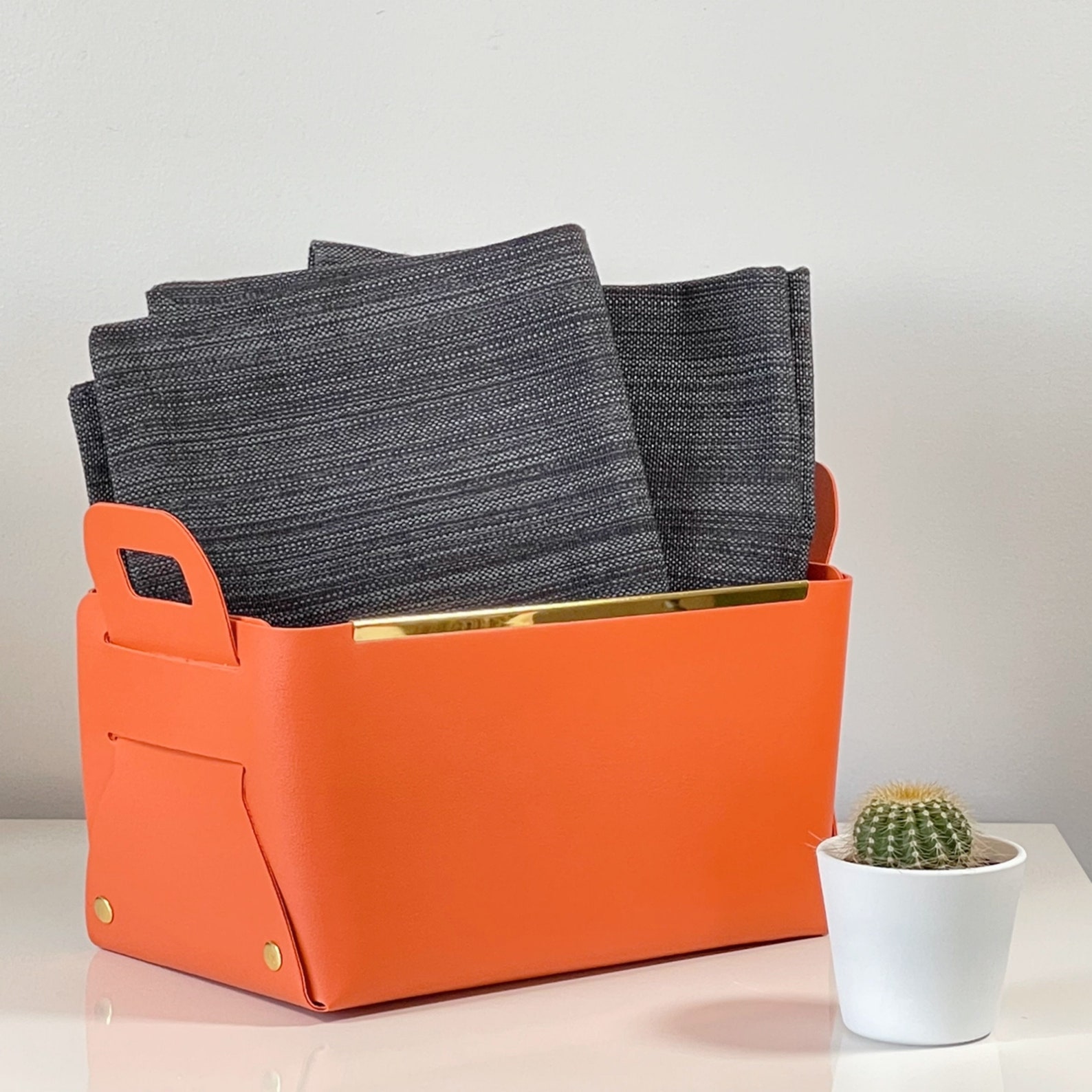 Vegan Leather Foldable Storage Container Leather Storage - Etsy