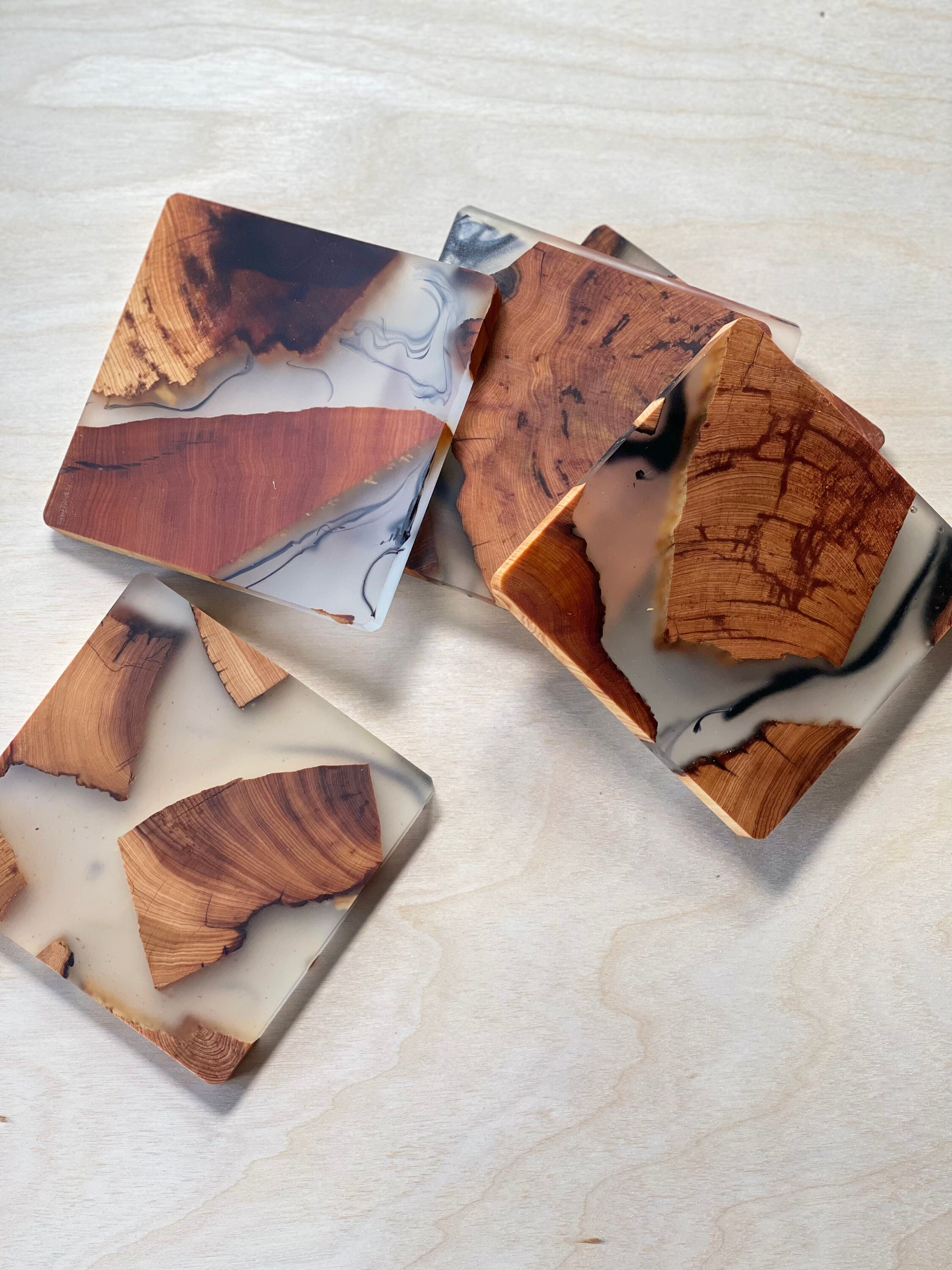 Handcrafted Wooden Coasters Cedar and Epoxy Resin Coasters - Etsy
