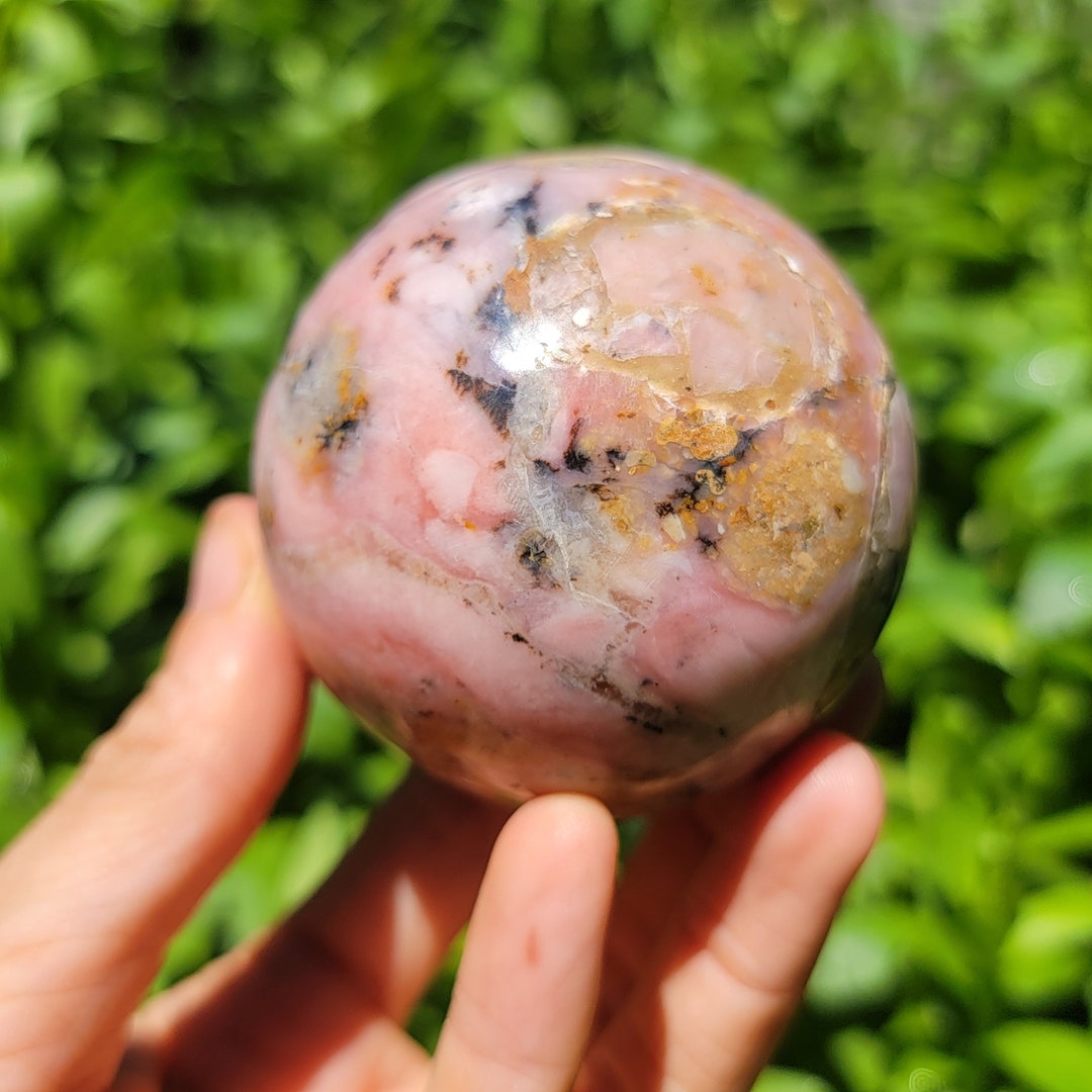 Pink Opal Sphere With Dendrites From Peru, Polished Bright Pink Large ...