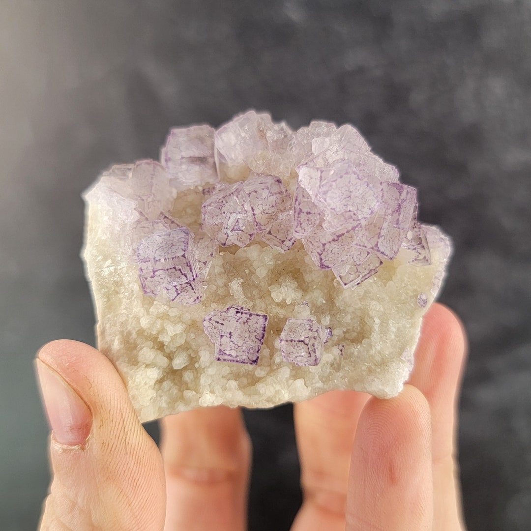 Purple Fluorite "qr Code" With White Quartz From Qinglong Mine, Guizhou ...