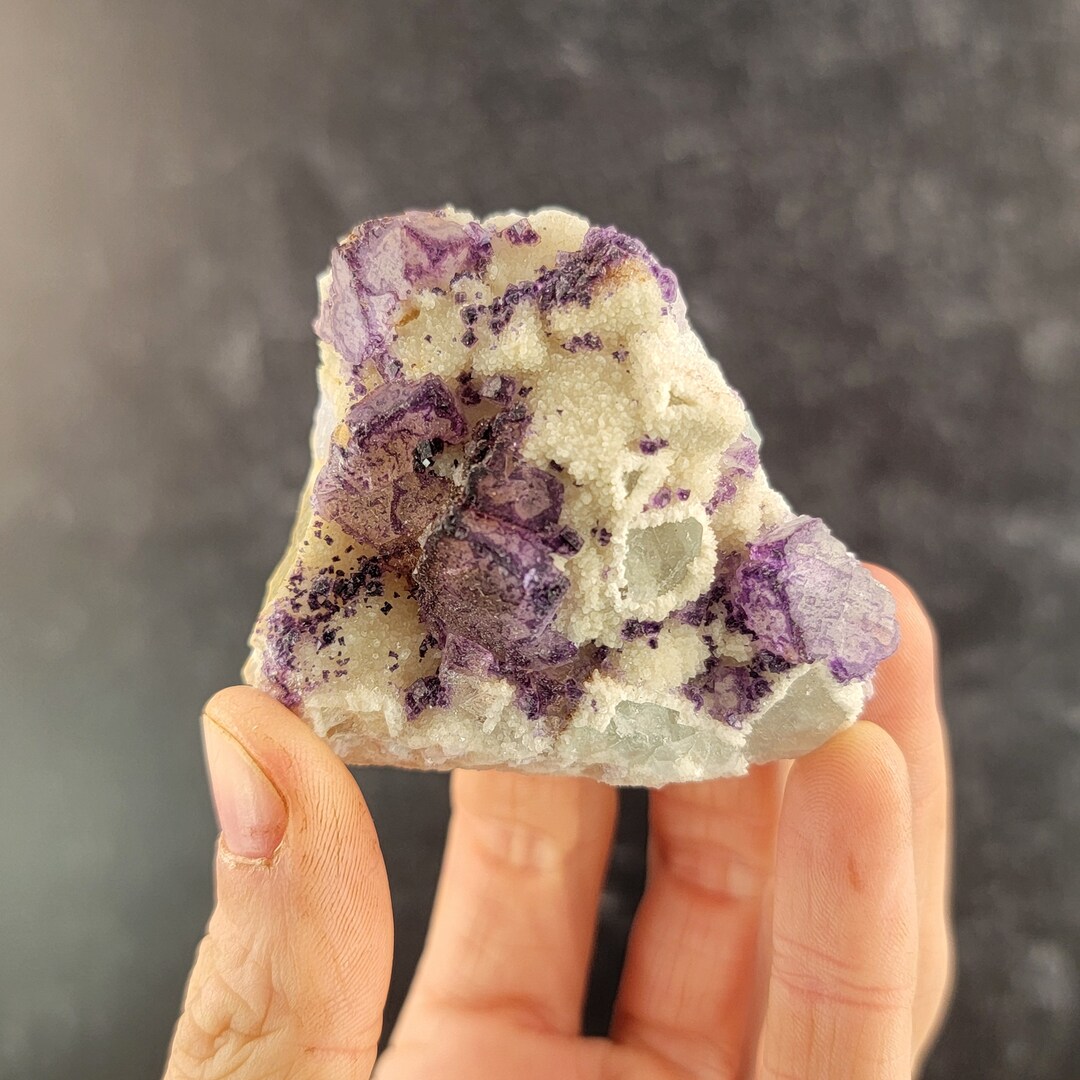 Blue + Purple Fluorite "qr Code" With White Quartz From Qinglong Mine ...