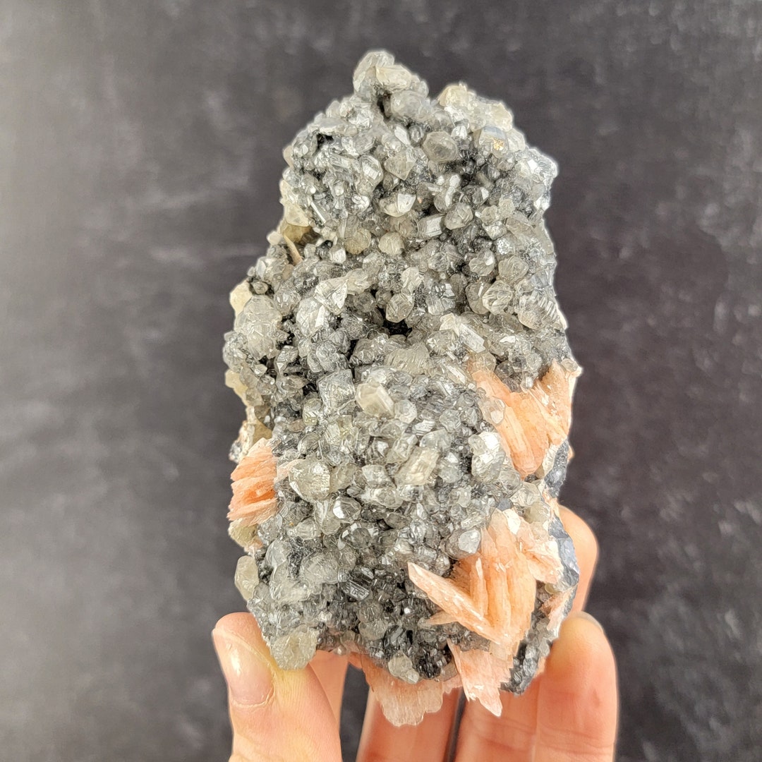 Cerussite, Baryte + Galena From Morocco, Pink Orange Barite, UV ...