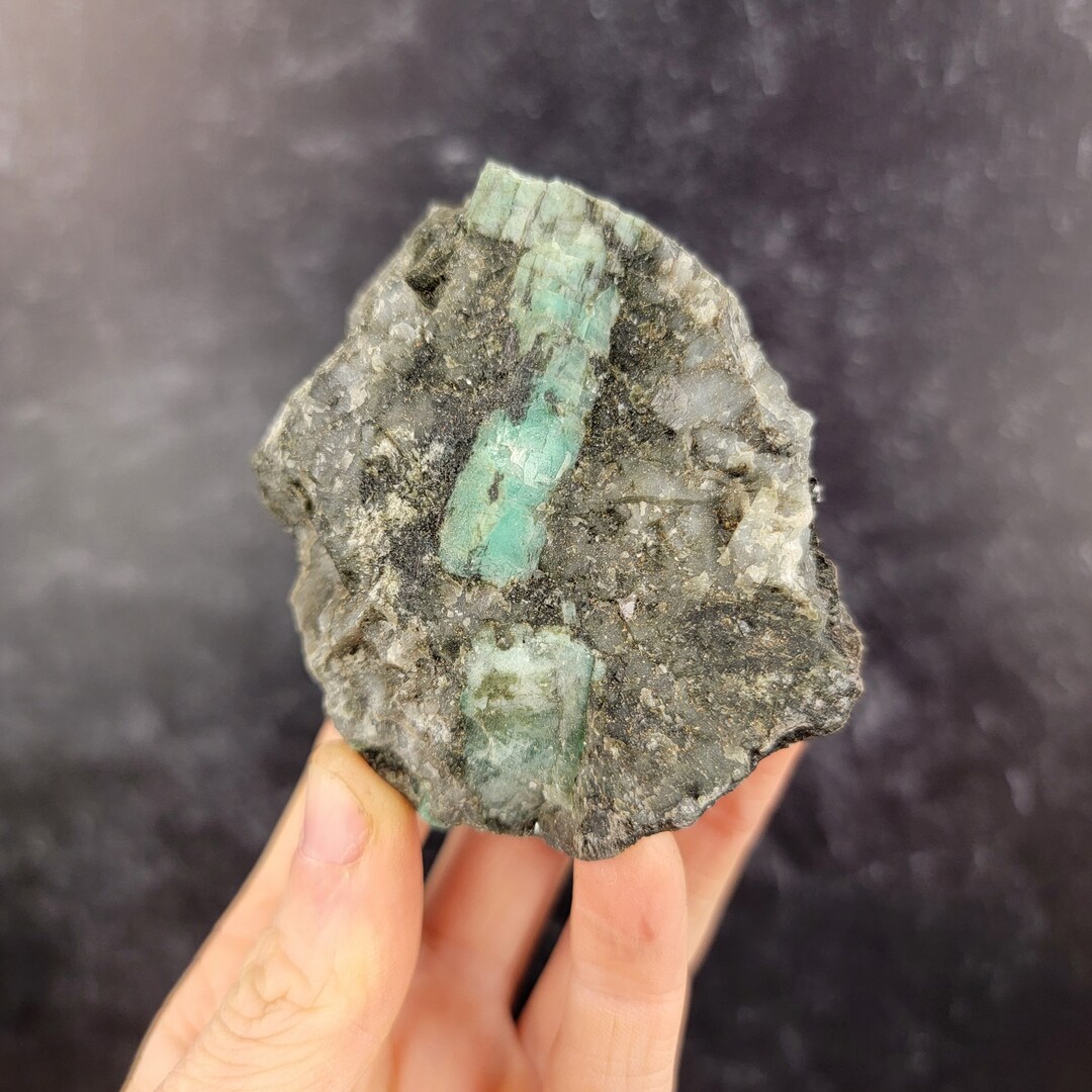 Emerald in Quartz and Black Mica Schist Matrix From Bahia, Brazil ...
