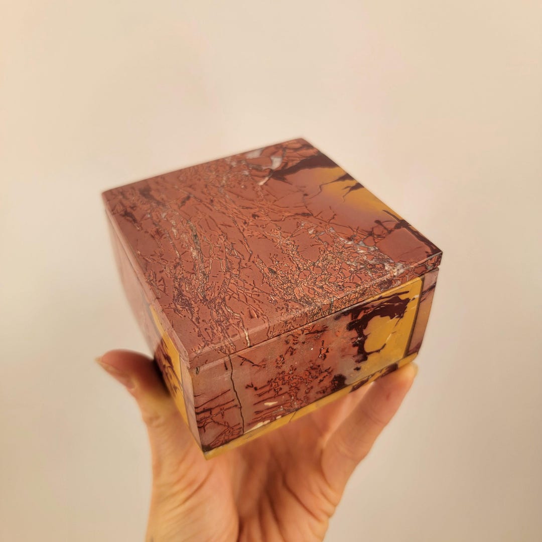 Sahara Desert Jasper Box From Morocco, Red Yellow Orange, Polished Sand ...