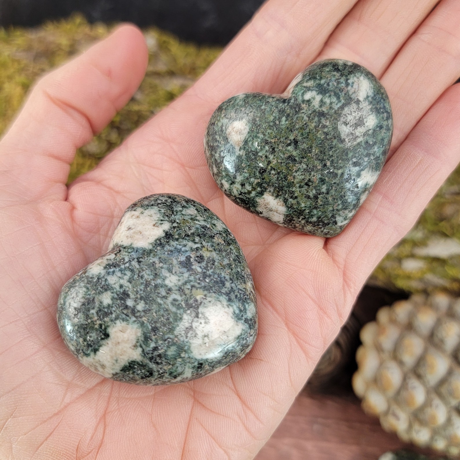 Preseli Blue Stone Hearts From England, Druid Stone, Polished Spotted ...