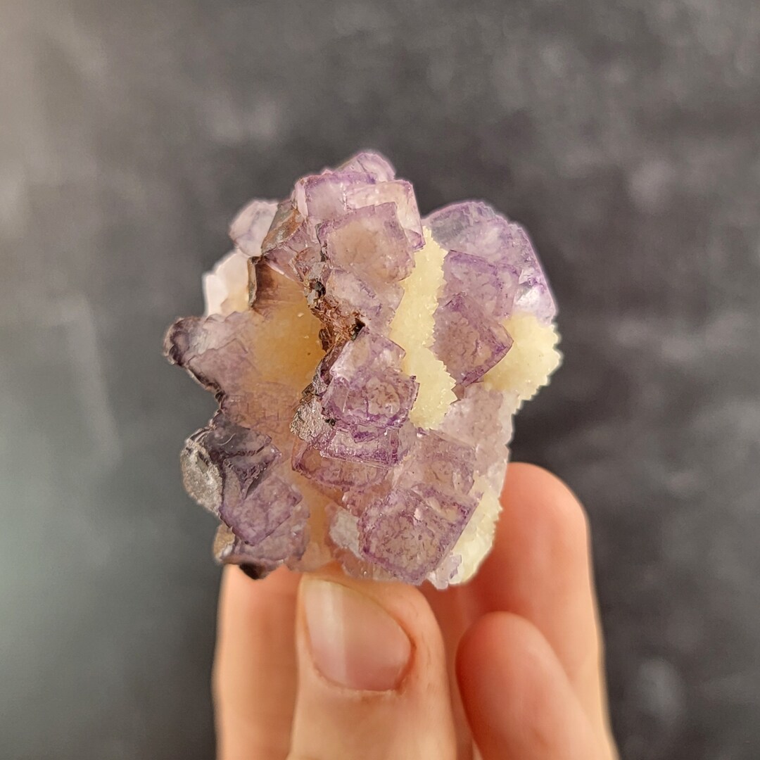 Purple Fluorite "qr Code" With White Quartz From Qinglong Mine, Guizhou ...