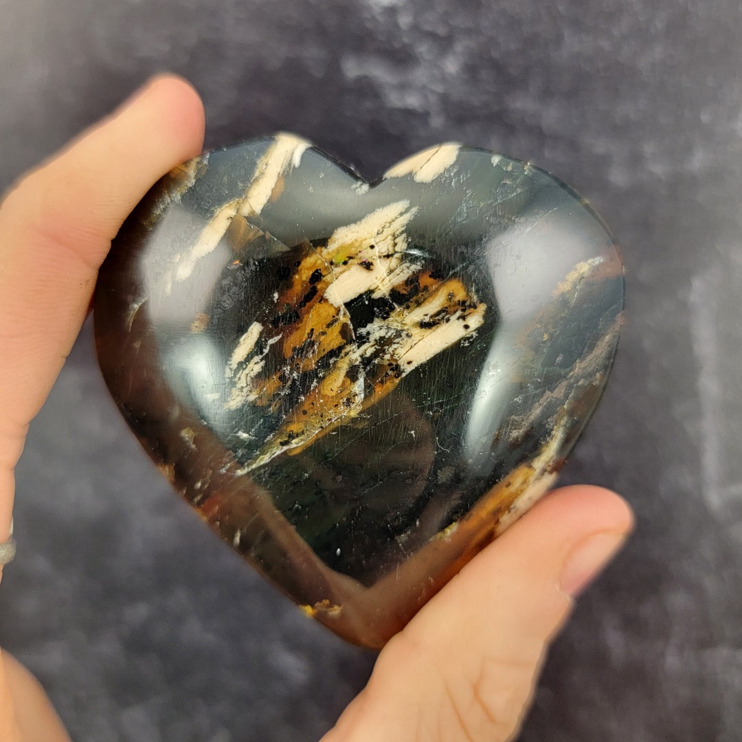 Amber Heart From Indonesia, Polished Amber Hearts, Fossilized Tree ...
