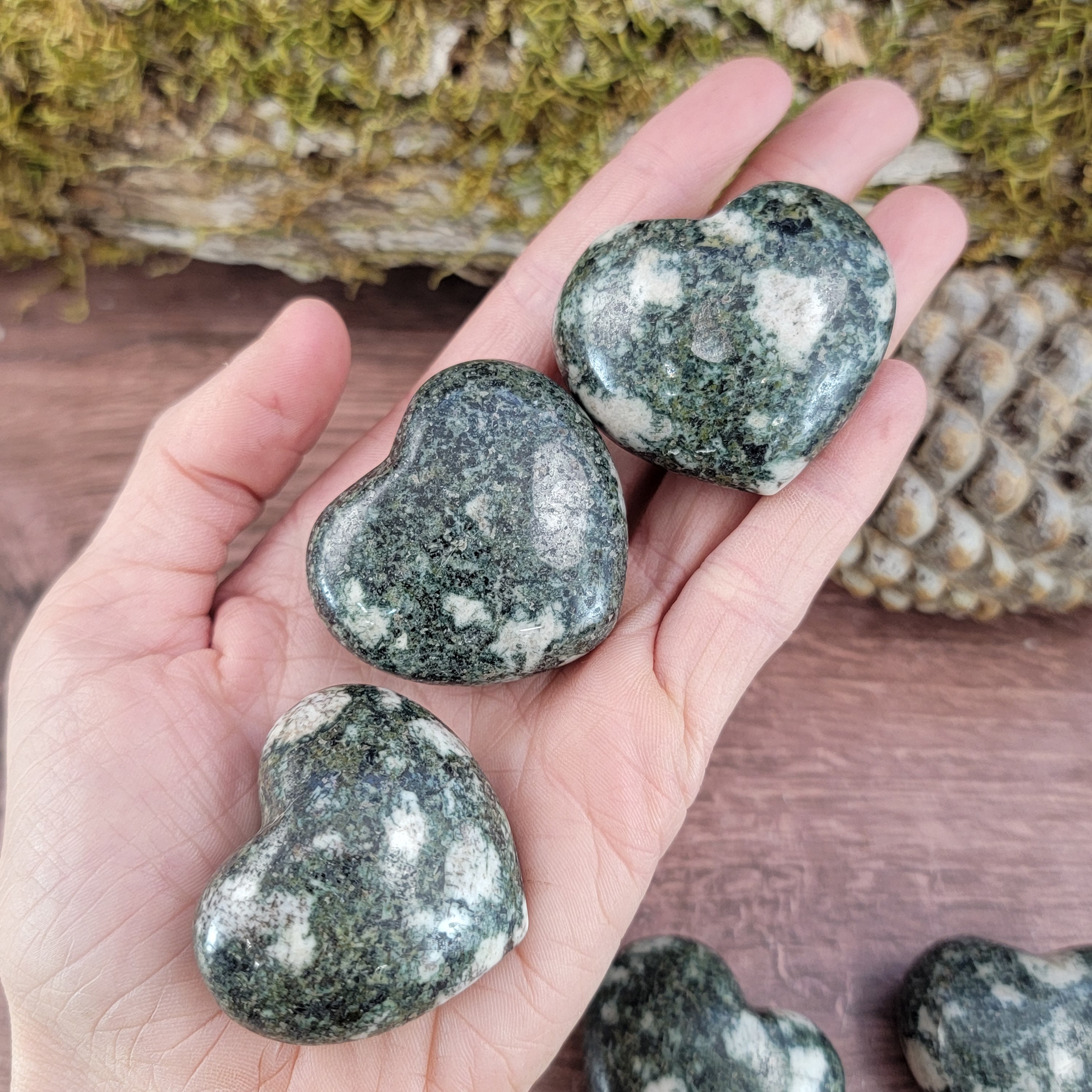 Preseli Blue Stone Hearts From England, Druid Stone, Polished Spotted ...