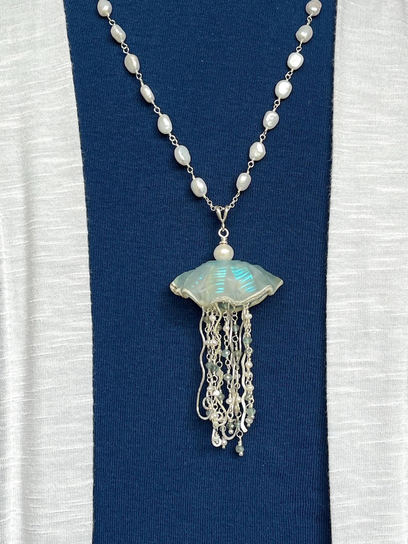 Gorgeous Artisan Crafted Jellyfish With Pearls and Apatite Necklace - Etsy