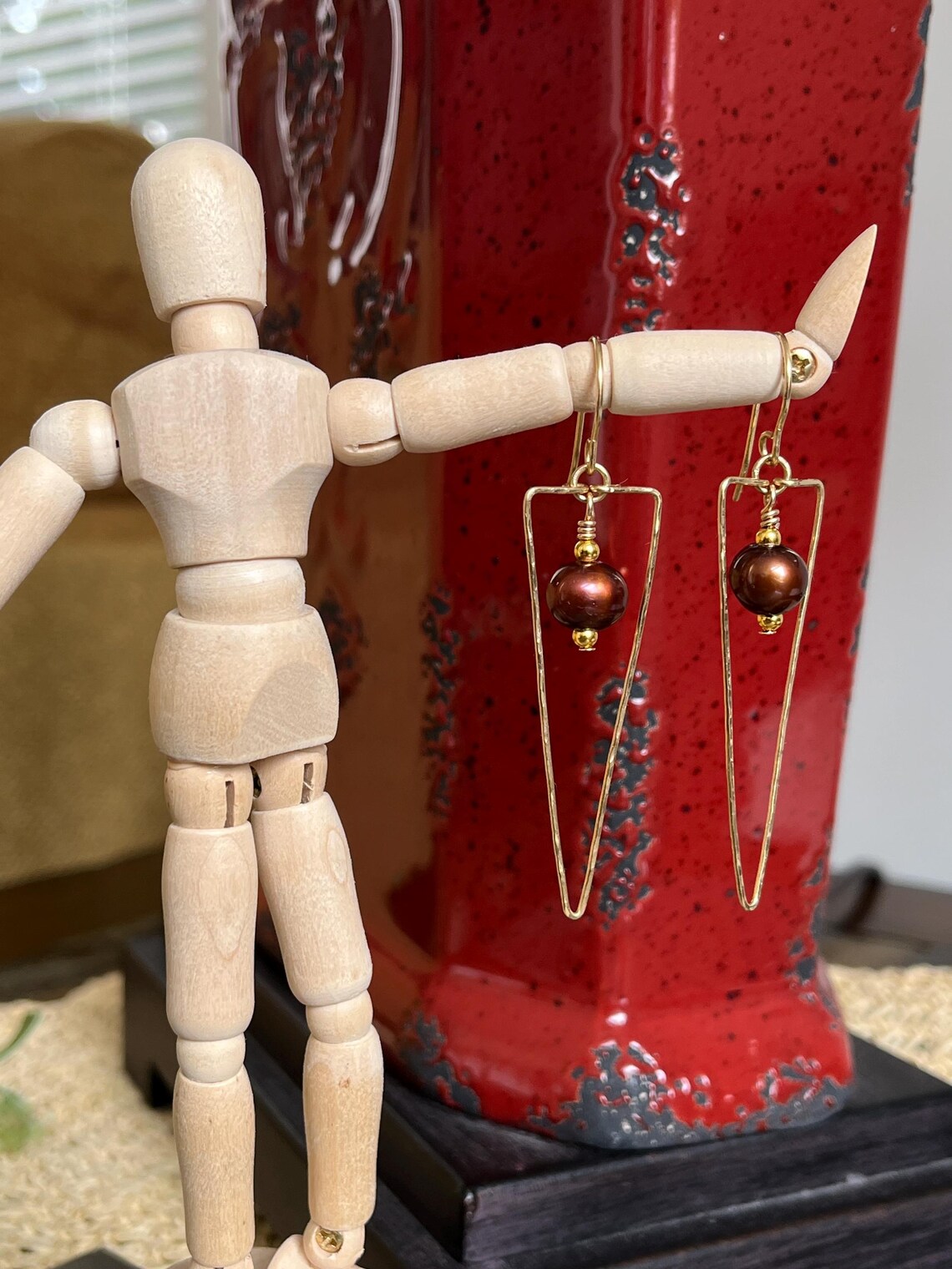 Elegant Chocolate Pearl Wire Work Earrings - Etsy