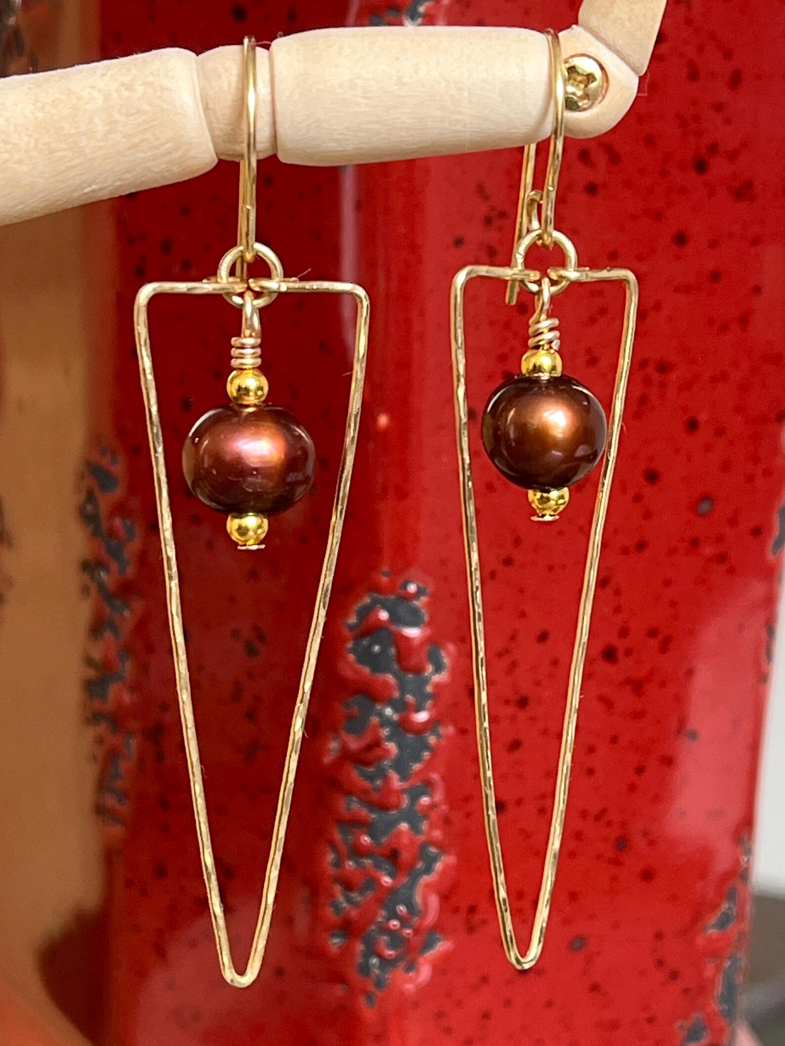 Elegant Chocolate Pearl Wire Work Earrings - Etsy