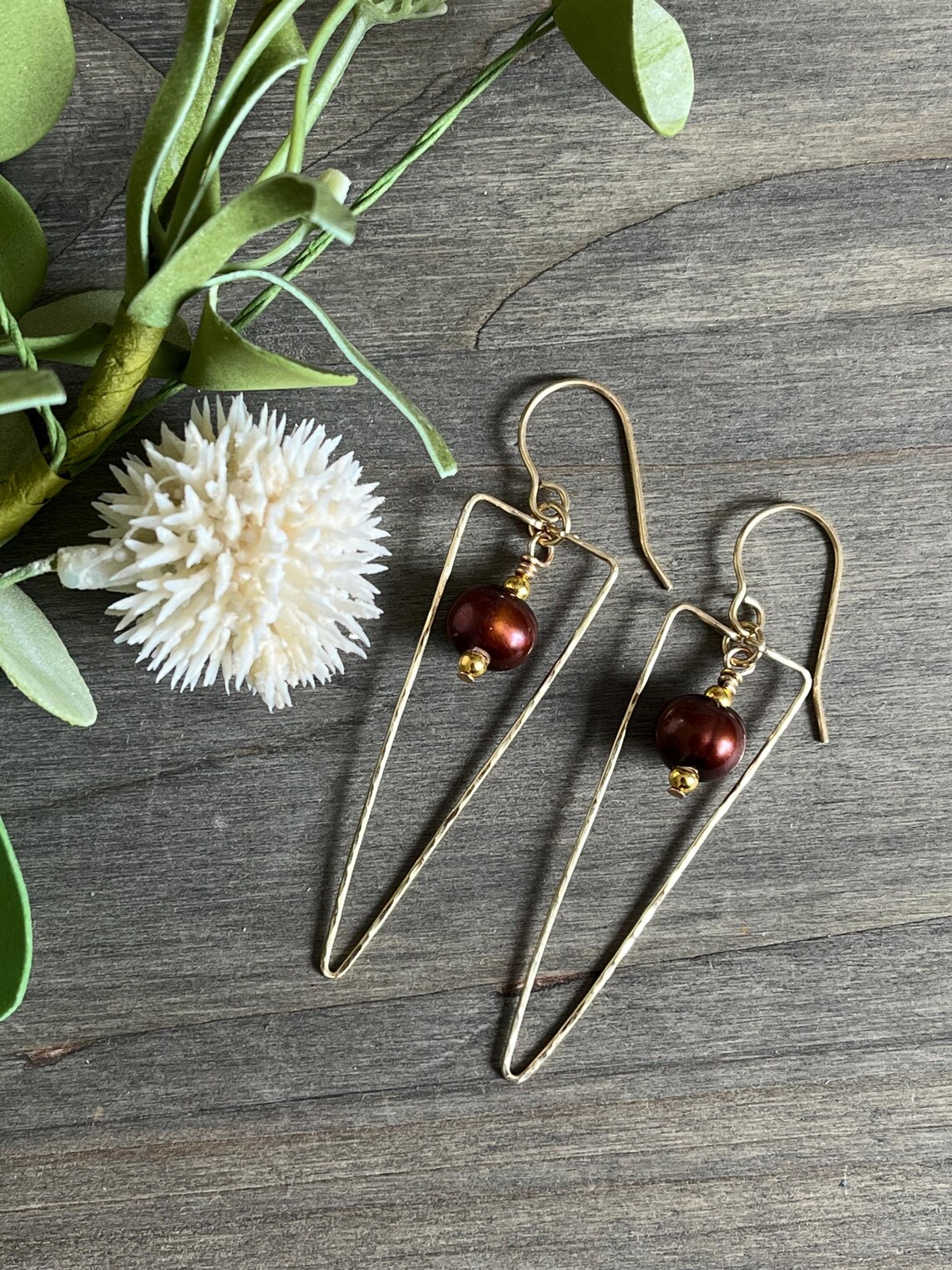 Elegant Chocolate Pearl Wire Work Earrings - Etsy