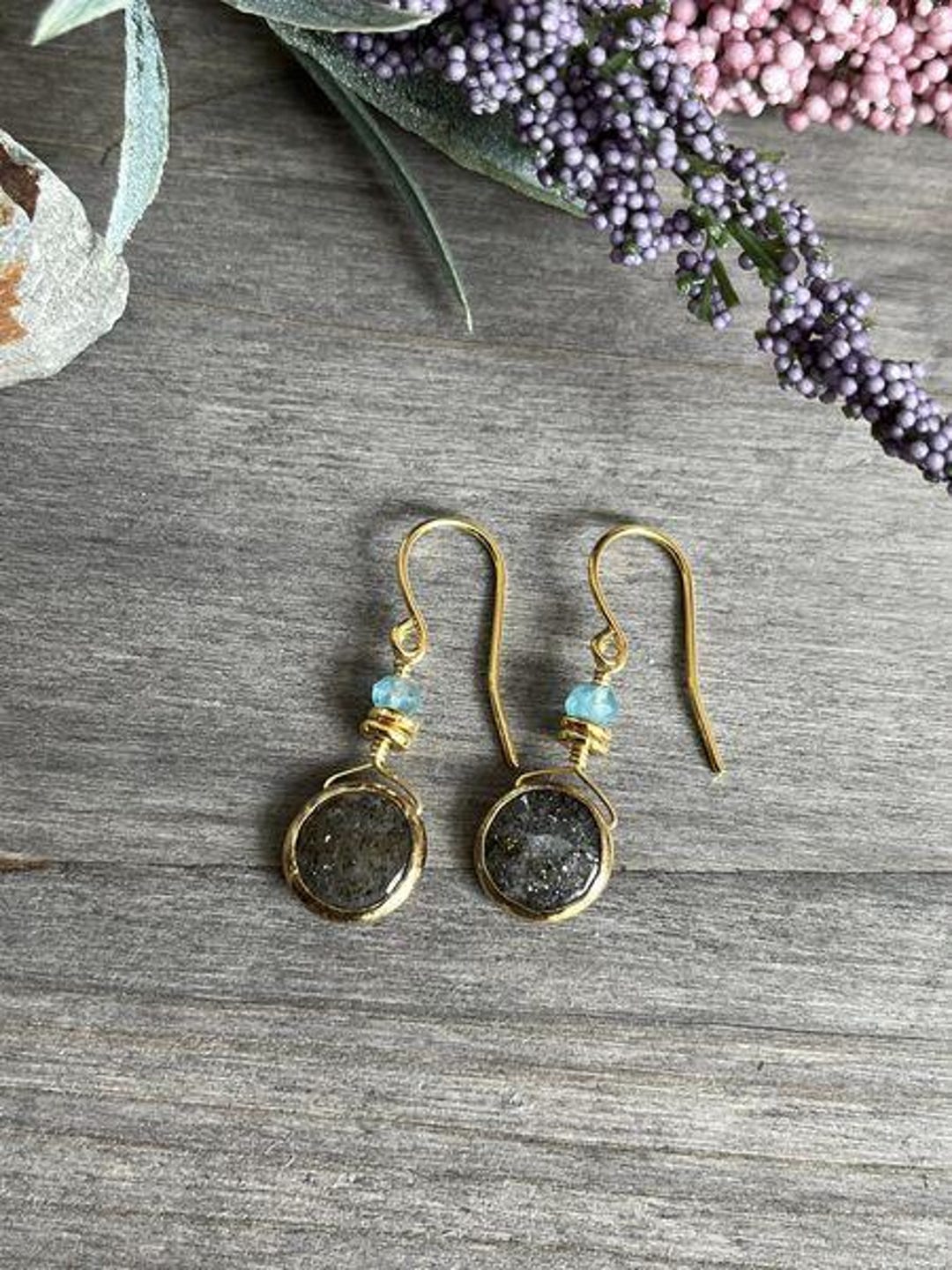 Gorgeous Grey Opal and Apatite Earrings - Etsy