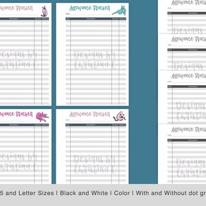 Allowance Tracker Sheet for Kids Allowance A5 and Letter Color and ...