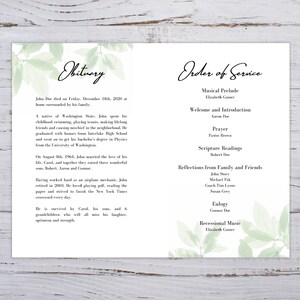 Funeral Program Template | Obituary Program Template | Celebration of ...