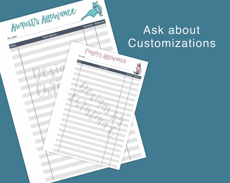 Allowance Tracker Sheet for Kids Allowance A5 and Letter Color and ...