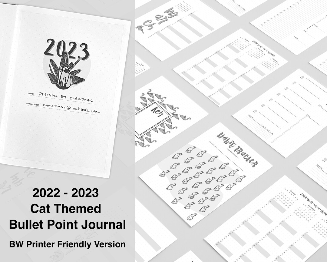Bullet Point Journal Starter Kit Cat Themed Bundle Printable, Weekly ...