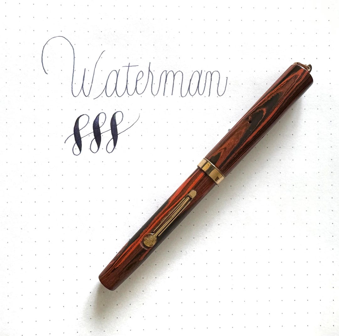Waterman 52 1/2 V Red Ripple Fountain Pen - Ring Top, Full Flex Nib ...