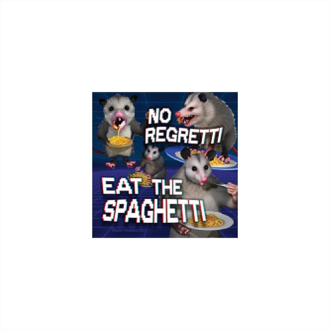 Funny Weird Possum Sticker - No Regretti Eat the Spaghetti - Opossum ...