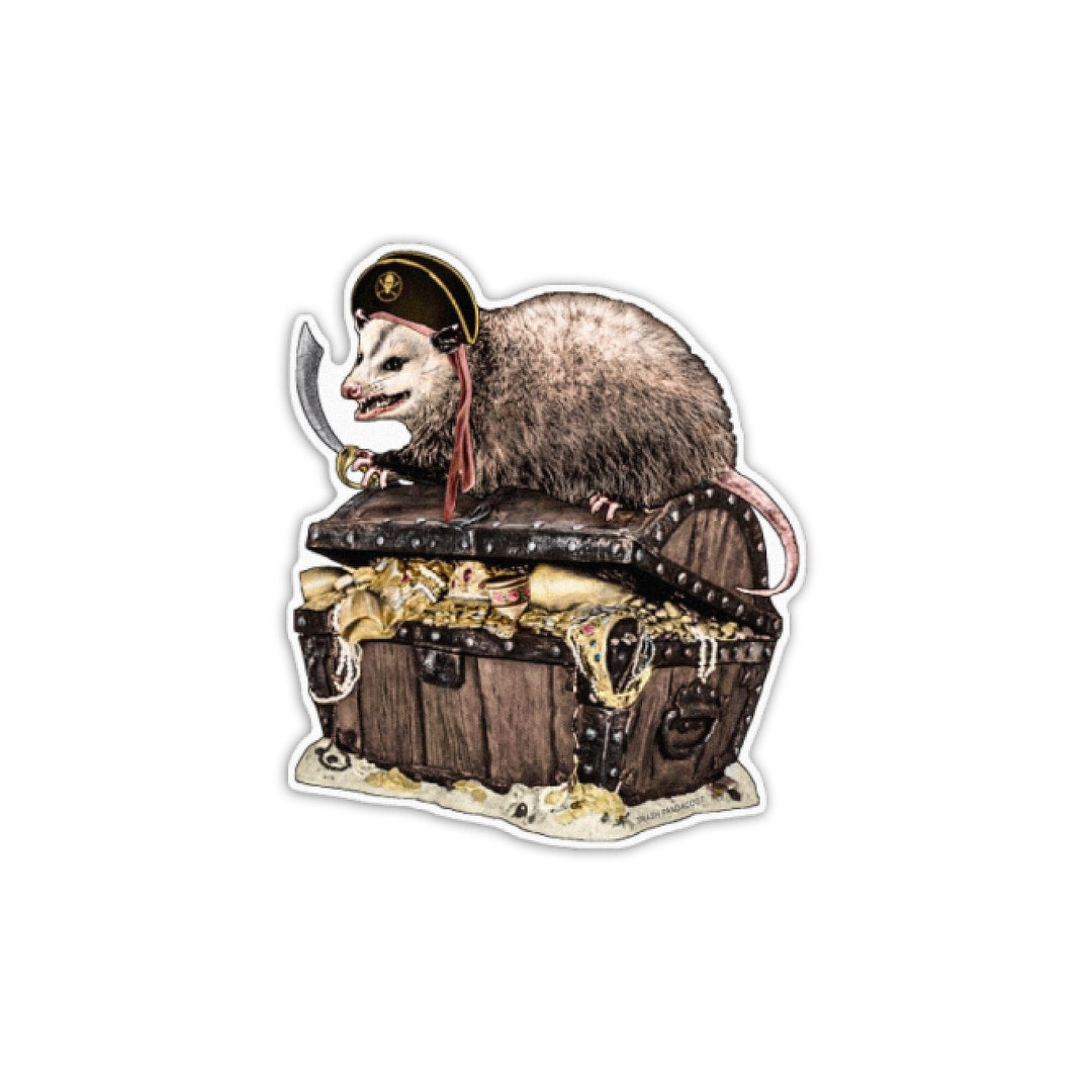 Cute Pirate Possum Sticker Funny Opossum, Car, Laptop, Water Bottle ...