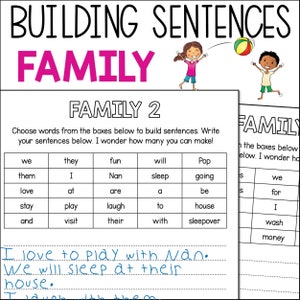 Building Sentences Using Words, Writing Sentences About Family ...