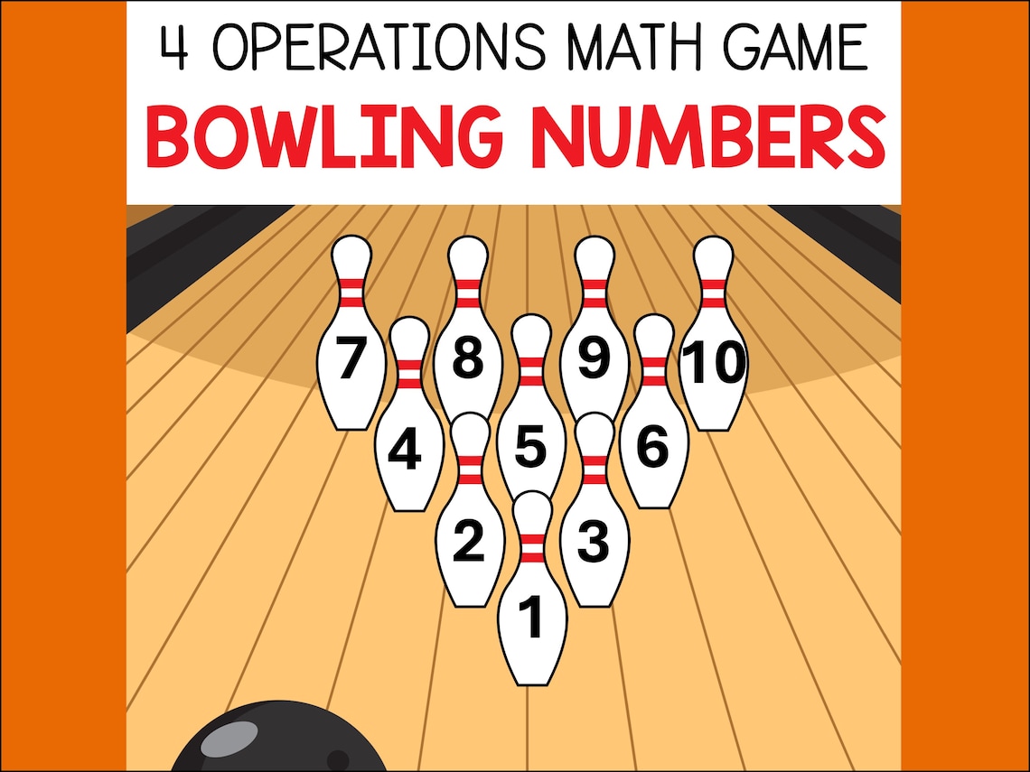Four Operations Math Game, Bowling Numbers, Math Facts Printable PDF ...