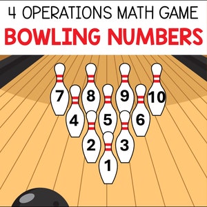 Four Operations Math Game, Bowling Numbers, Math Facts Printable PDF ...