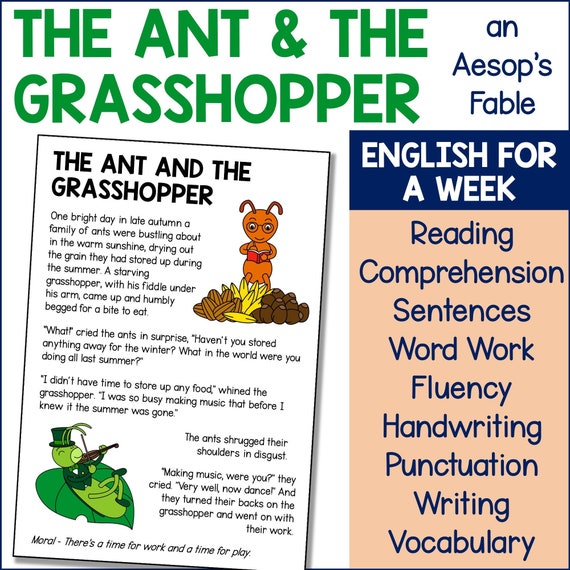 The Ant and the Grasshopper Aesop Fables Activities English - Etsy