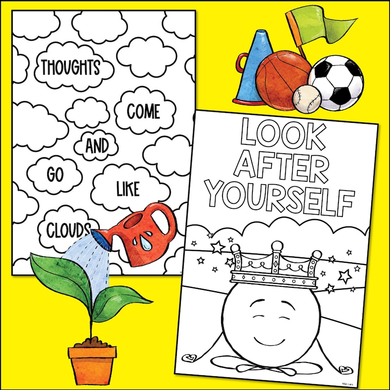 World Mental Health Day Coloring Pages, Digital Download, Self Care ...