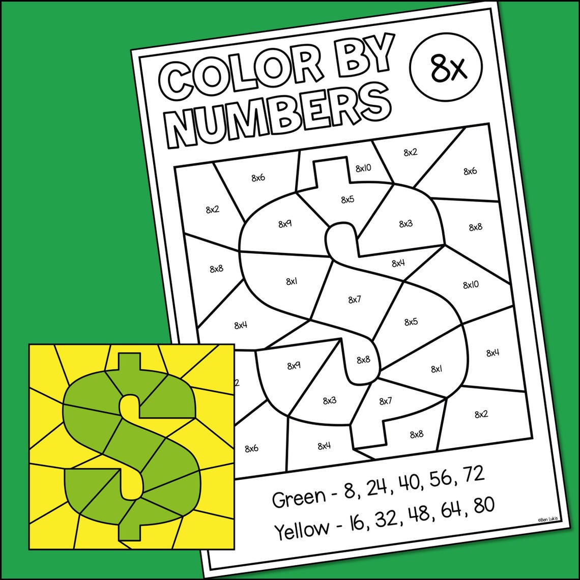 Multiplication Color by Number Worksheets, Times Tables 2-10 (printable ...