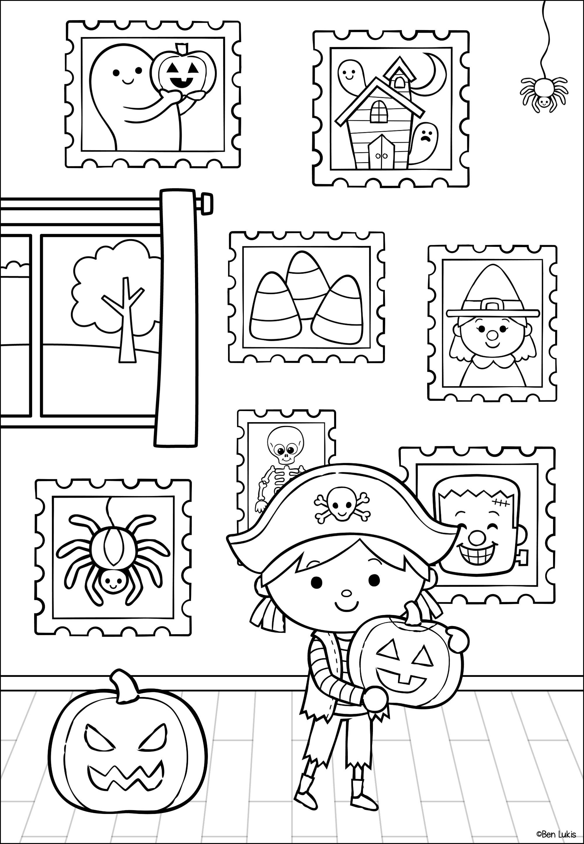 Halloween Coloring Book Printable, Kids Activity Digital Download ...