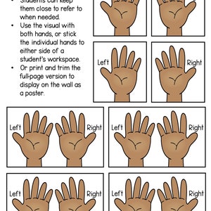 Left and Right Hand Direction Visuals, Desk Visuals & Classroom Wall ...