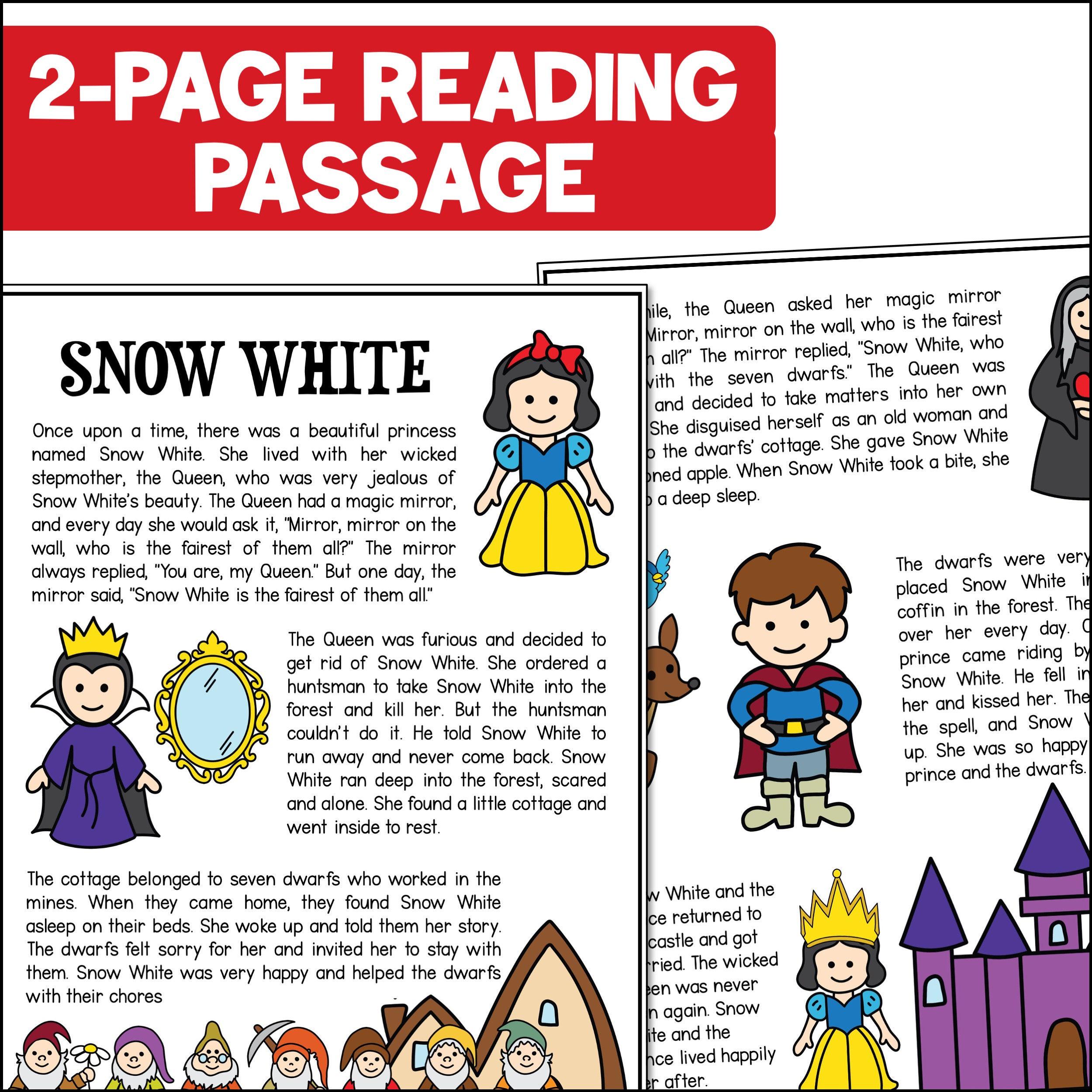 Snow White Reading, Comprehension Worksheets, Printable Word Search ...