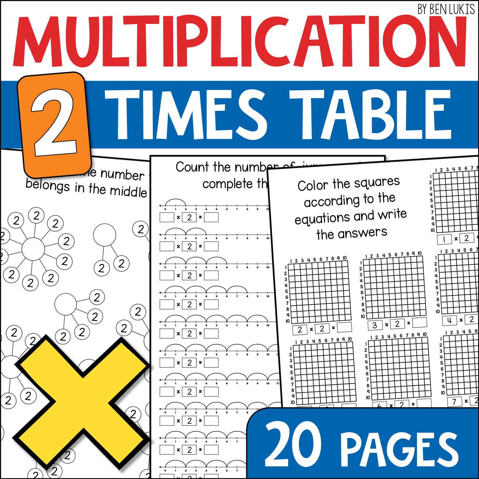Multiplication Practice Worksheets for 2 Times Table, Printable ...