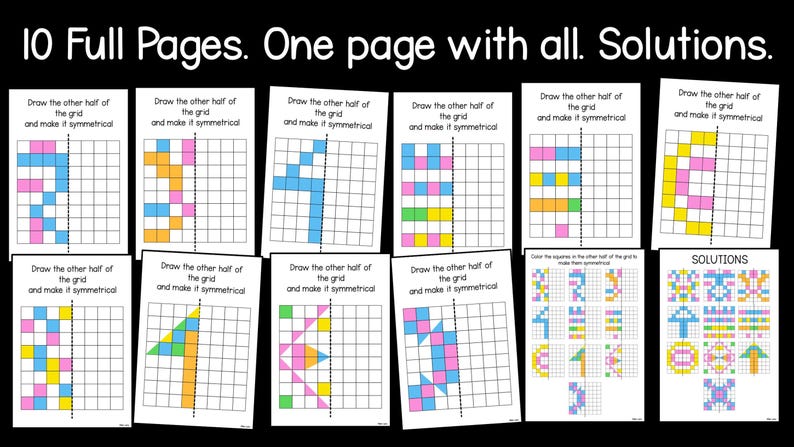 Symmetry Art and Math Worksheets, 10 Patterns to Copy and Draw ...