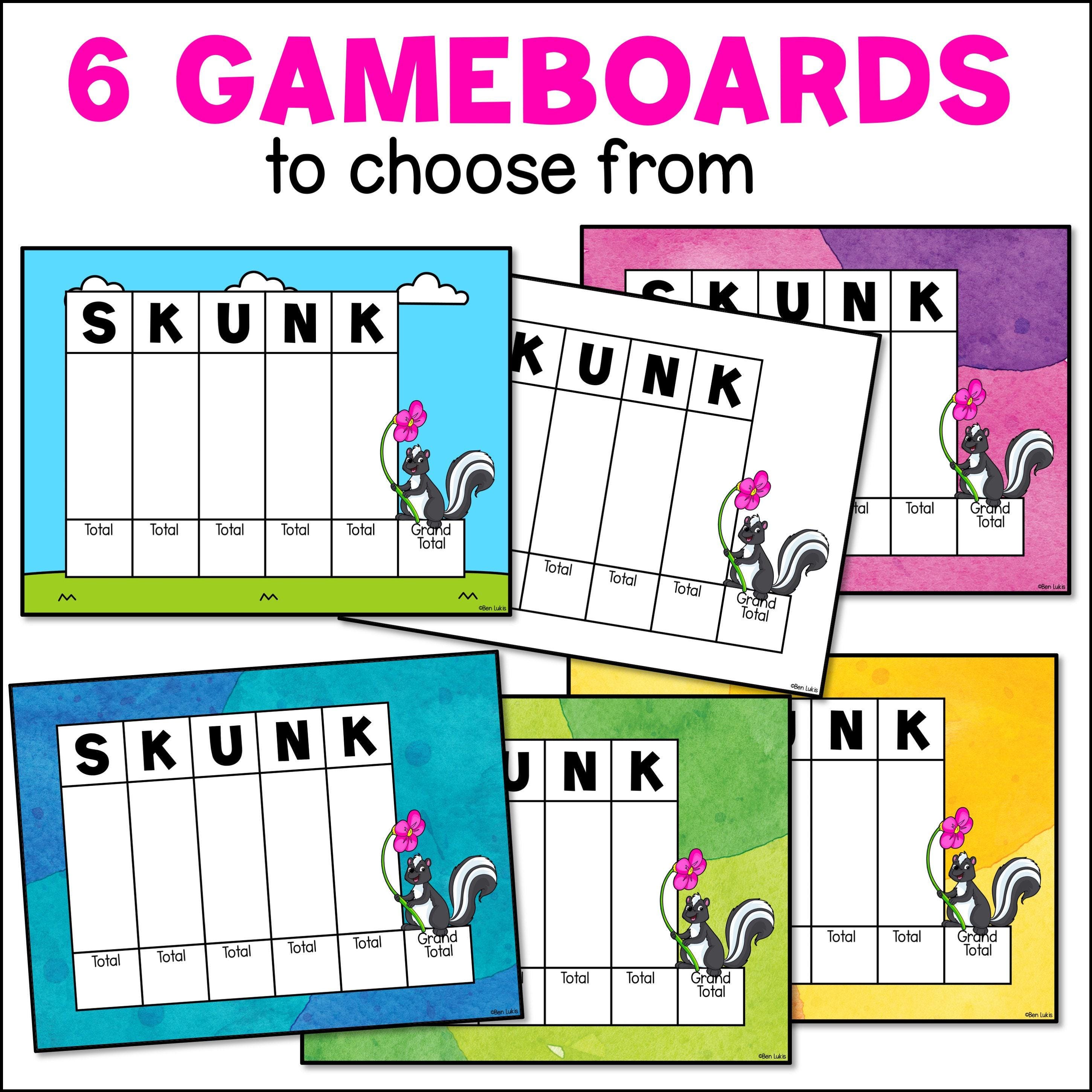 Skunk Math Game, Addition Probability and Chance Printable PDF Game to ...