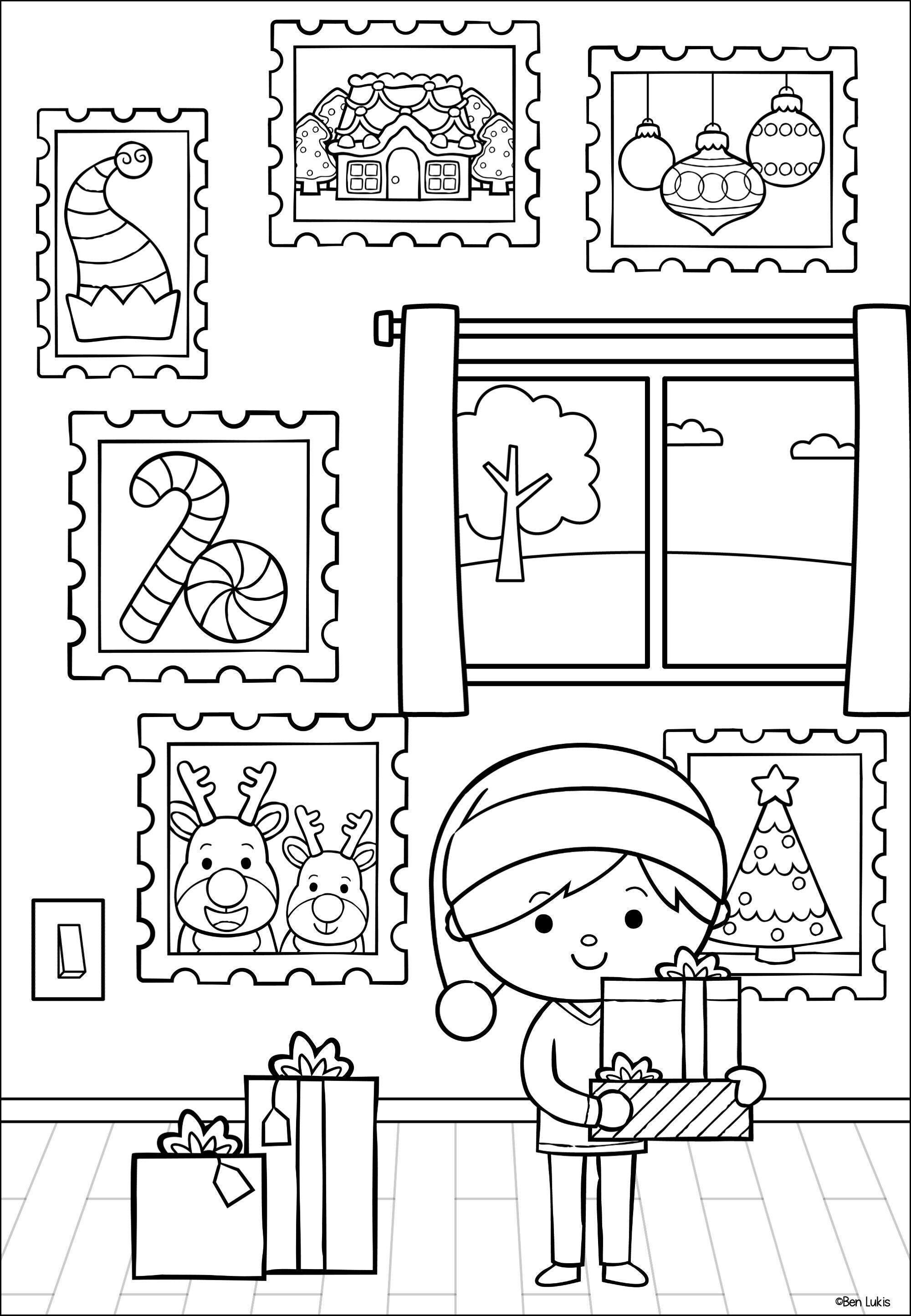 Christmas Coloring Pages Digital Download, Kids Holiday Activity, Xmas ...
