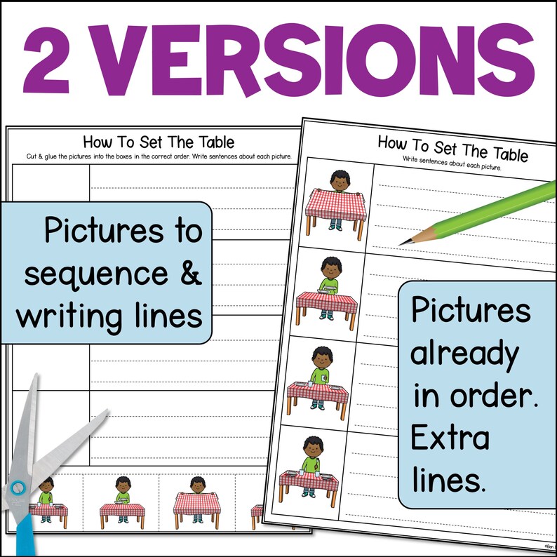 How to Set the Table Procedural Writing, Sequencing & Sentence Writing ...
