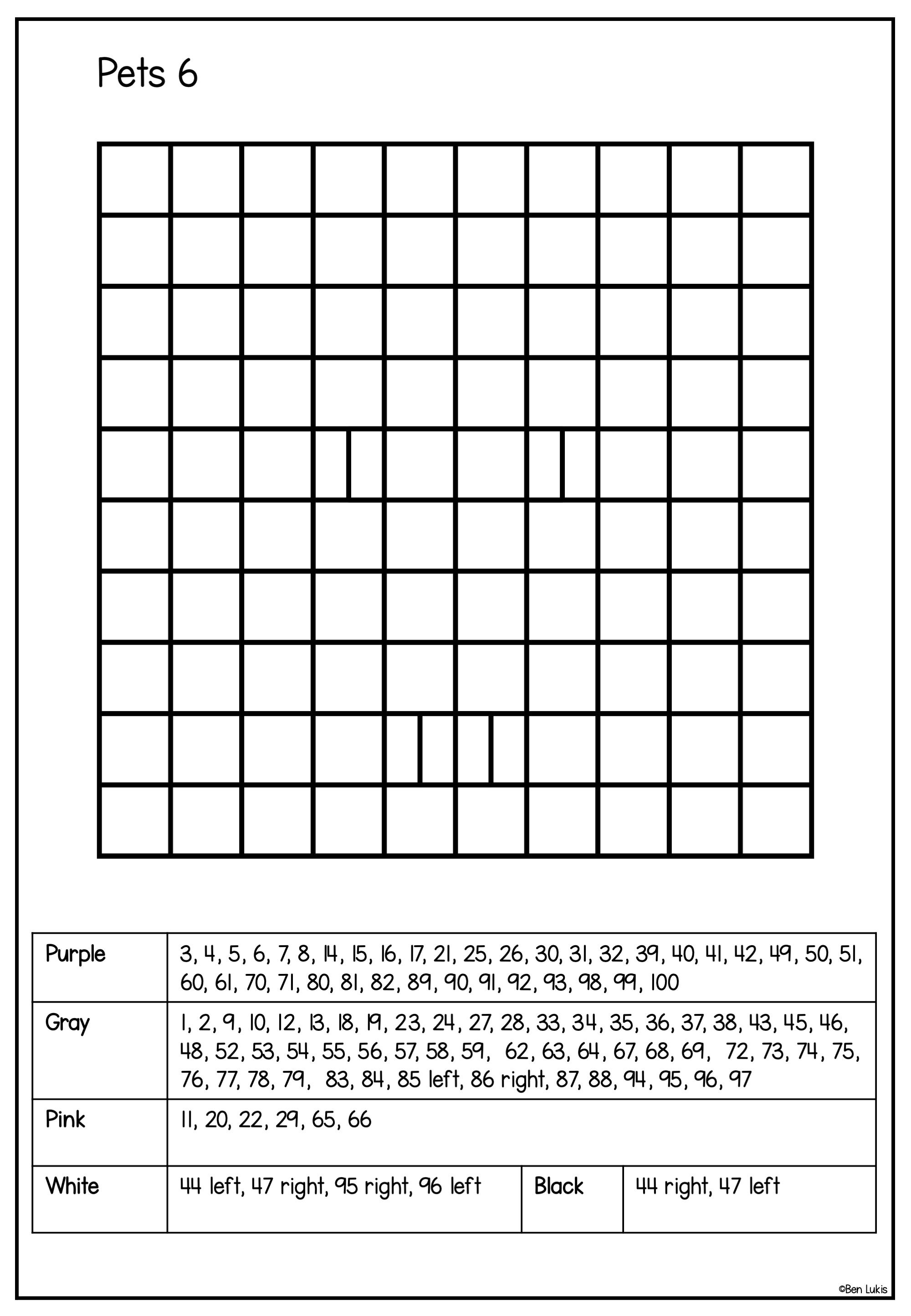 Place Value Mystery Picture Math Worksheets, Place Value Pet Coloring ...