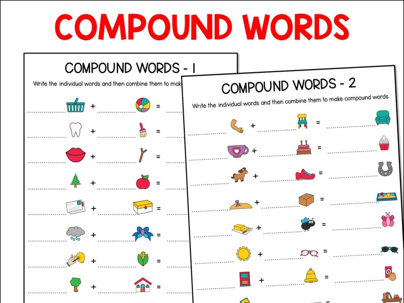 Compound Words Writing Activities and Wordsearches, Printable PDF ...